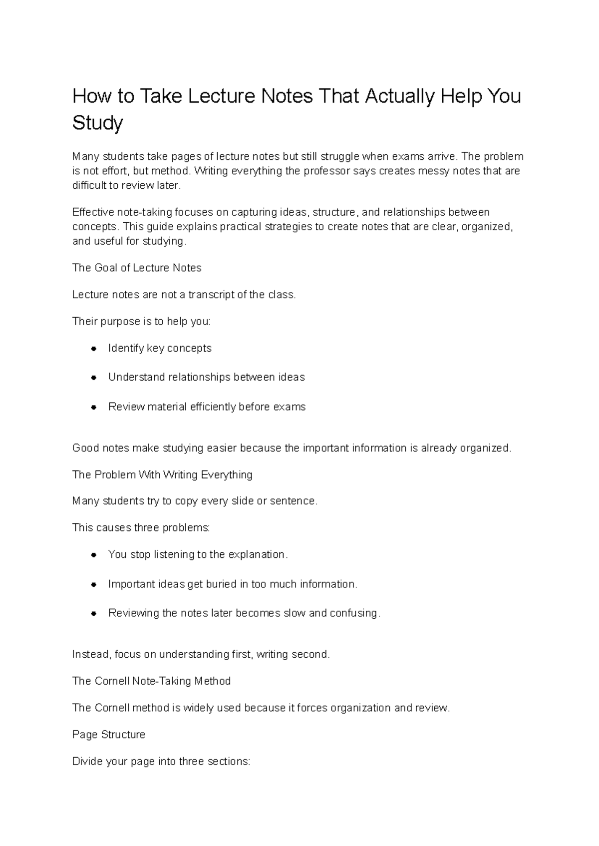 Effective Lecture Note-Taking Strategies for Better Study (EDU 101 ...