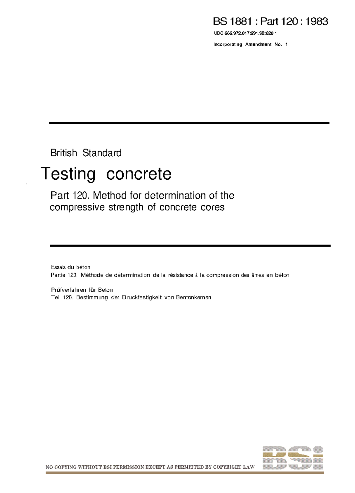 BS-1881-Part-120-83 Core Cutter Test Method for Concrete Strength - Studocu