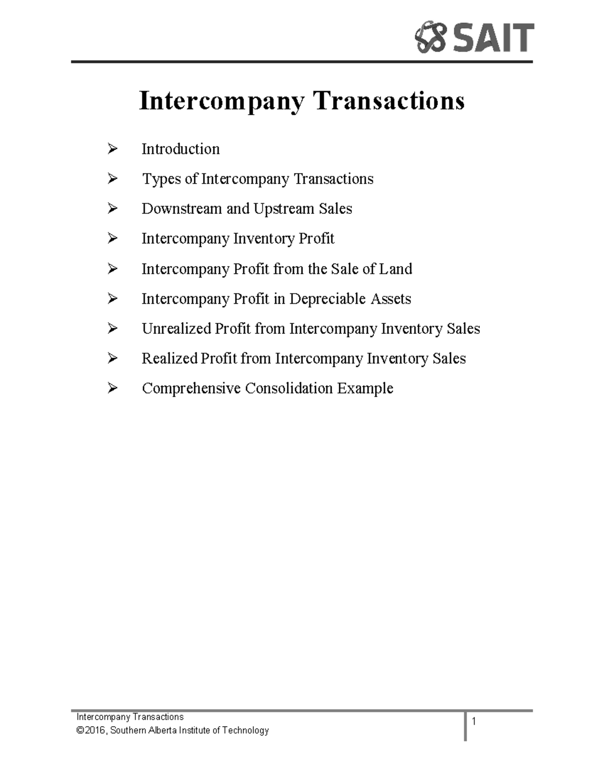 Intercompany Transactions Module 5 - Key Concepts and Examples - Studocu