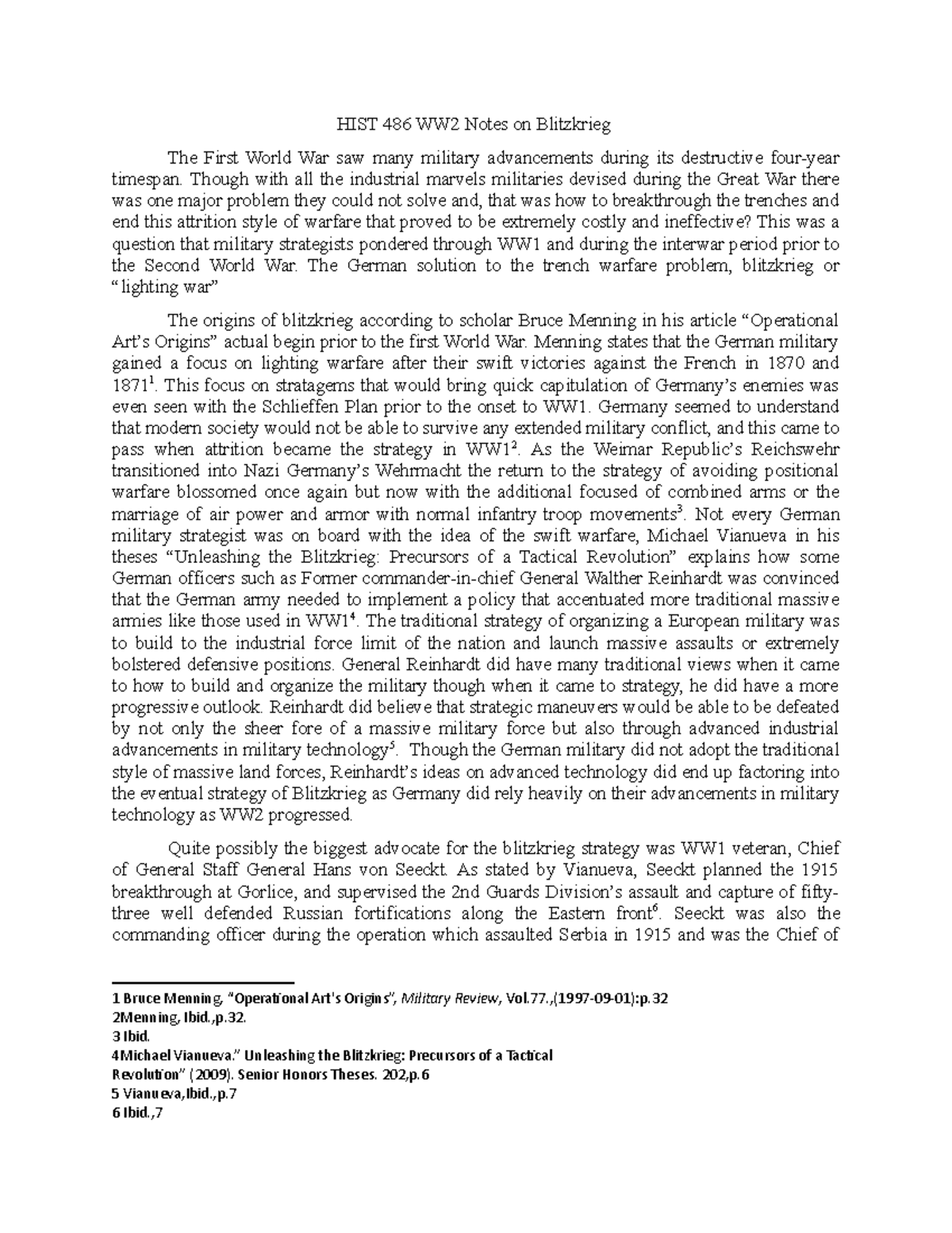 Practice Essay on World War II and Blitzkrieg - HIST 486 WW2 Notes on ...