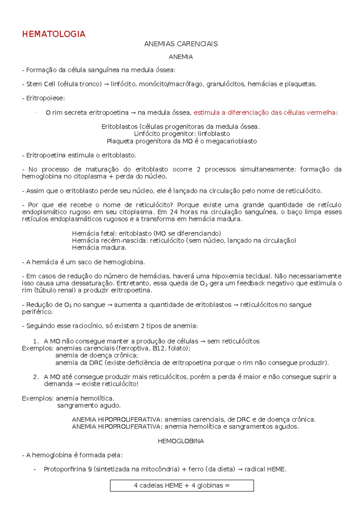 Hematologia: Anemia e Formação de Células Sanguíneas - MEDCOF 2026 ...
