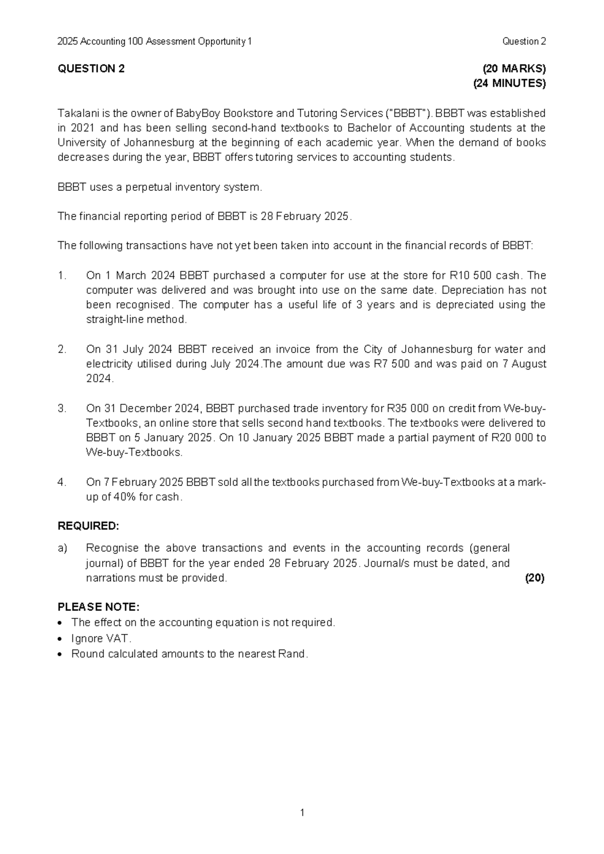 Accounting 100 Assessment Opportunity 1: Q2 Analysis & Journal Entries ...