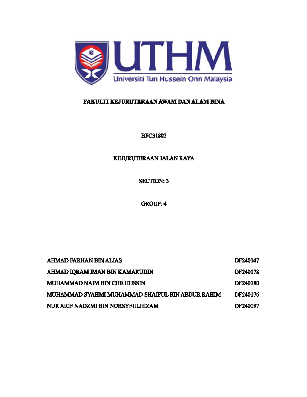Highway Project PCI Report: Assessment of Pavement Conditions in Parit ...