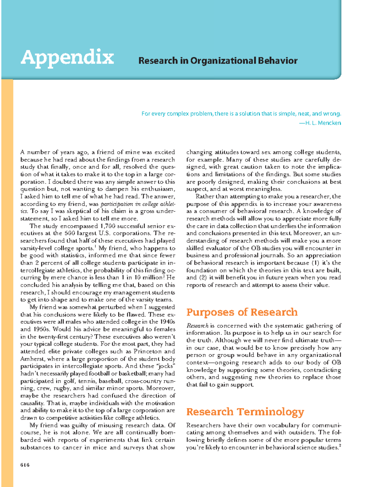 OB appendix - Appendix Research in Organizational Behavior 616 A number ...