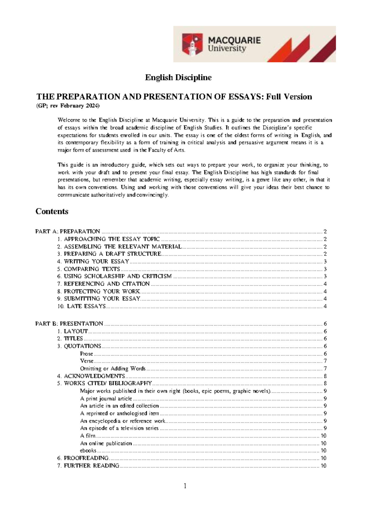 English Style Guide for Essay Prep & Presentation (GP) - 2024 - Studocu