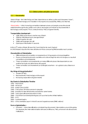 AQA A Level Geography: Global Systems and Global Governance Detailed ...