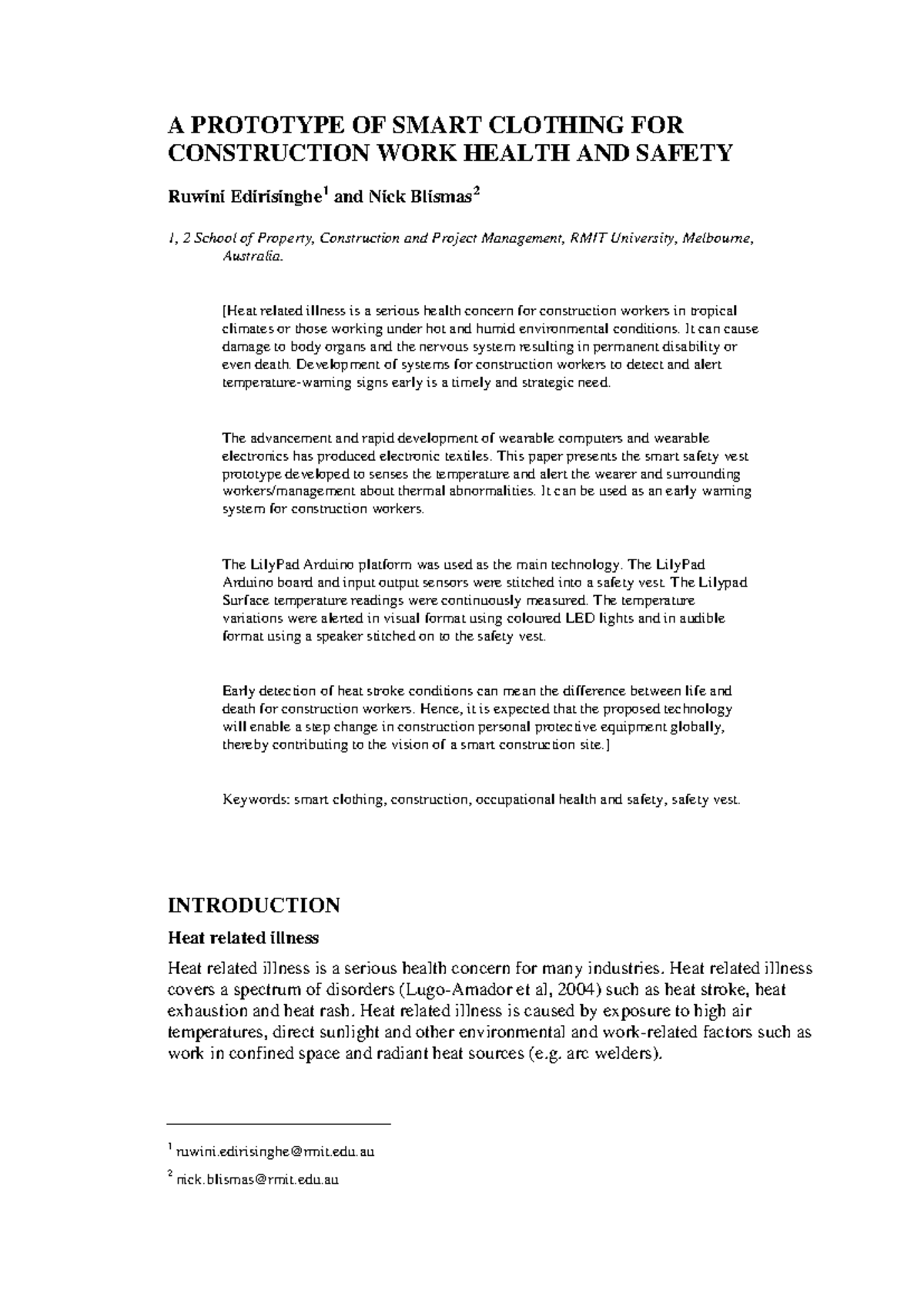 CIB W099 2015: Smart Safety Vest Prototype for Construction Workers ...