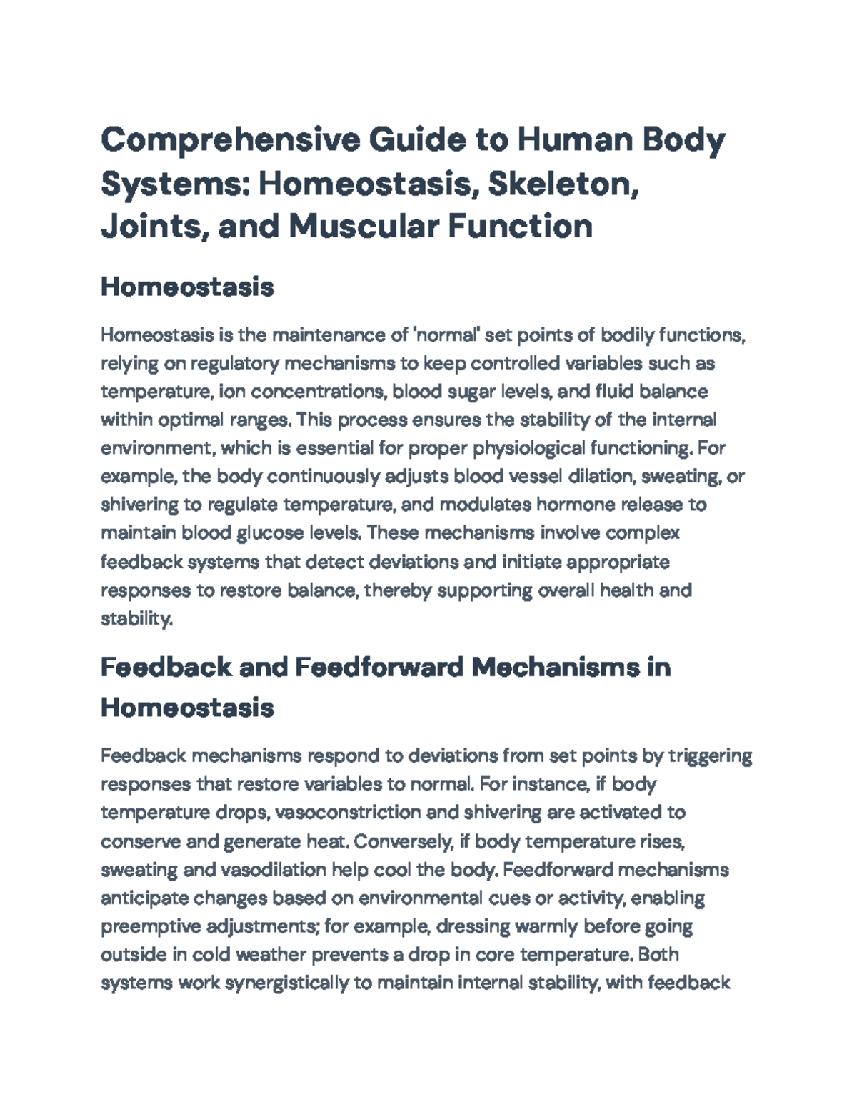 Comprehensive Overview of Human Body Systems: Homeostasis & Anatomy ...