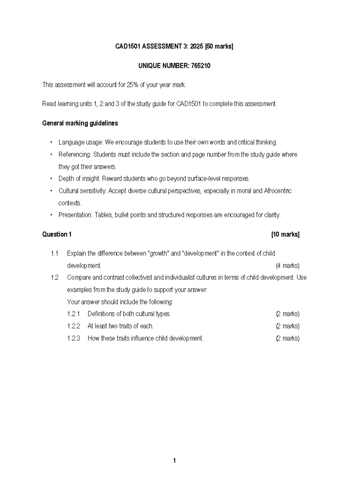 CAD1501 Assessment 3: Child Development Insights and Guidelines - Studocu