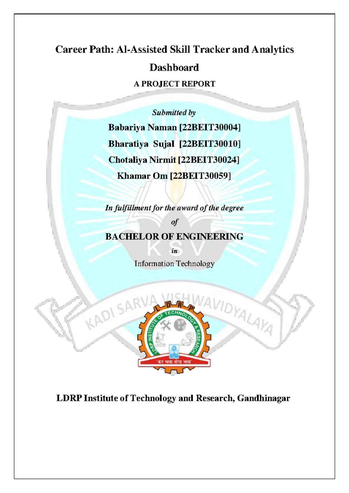 Skill Tracker & Analytics Dashboard Project Report for BE IT (LDRP ITR ...