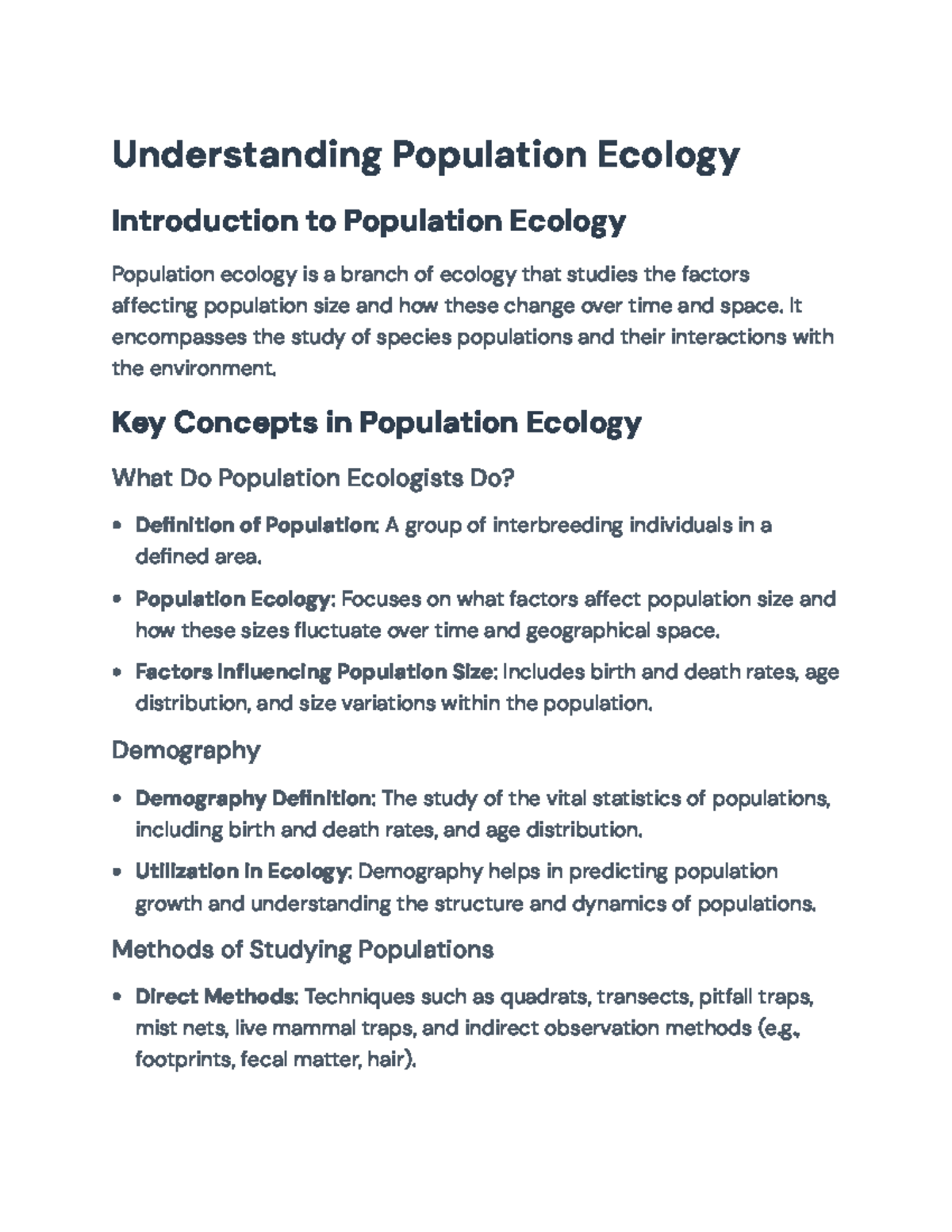 Understanding Population Ecology: Key Concepts and Growth Models ...