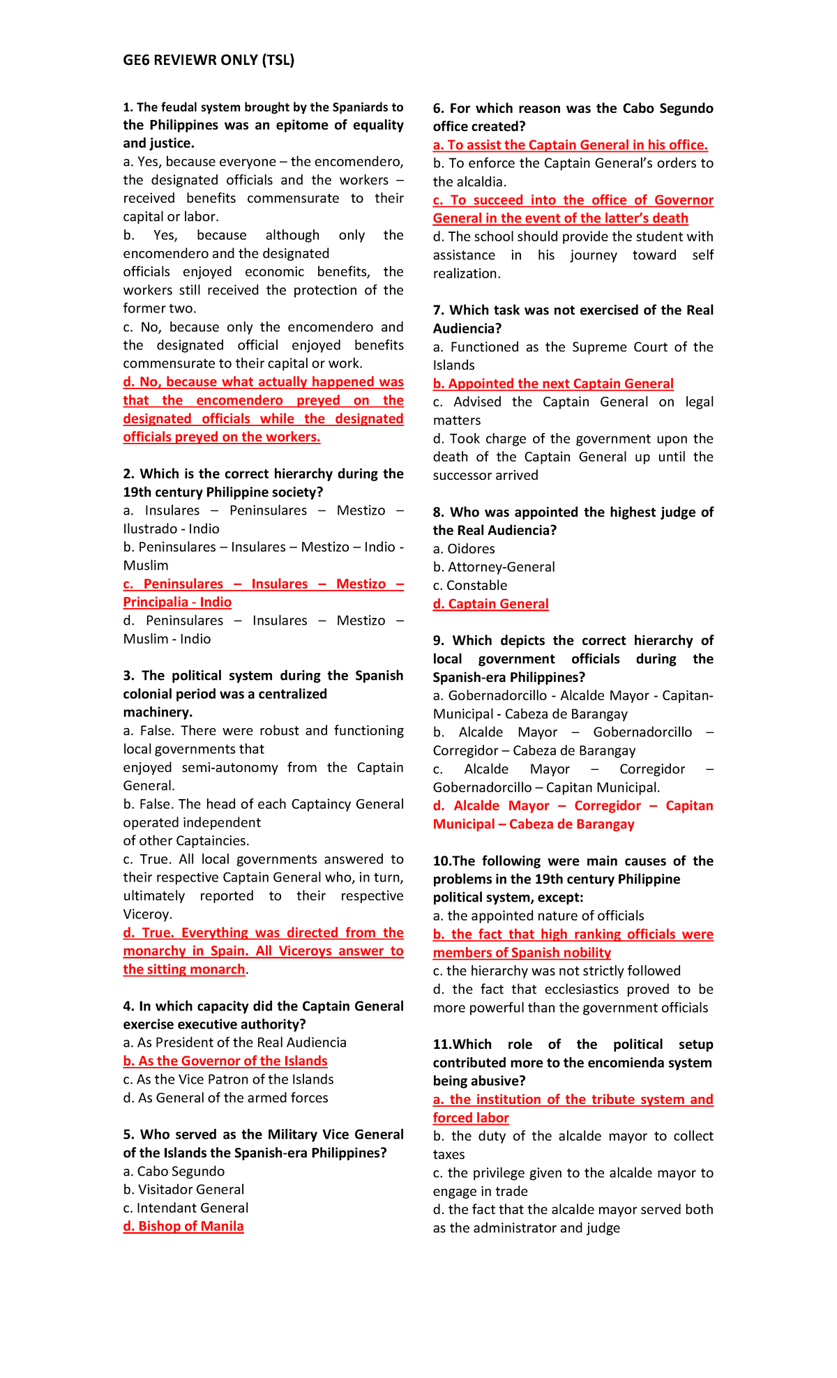 GE 6 Finals Reviewer: Insights on Spanish Colonial Politics and Rizal's ...