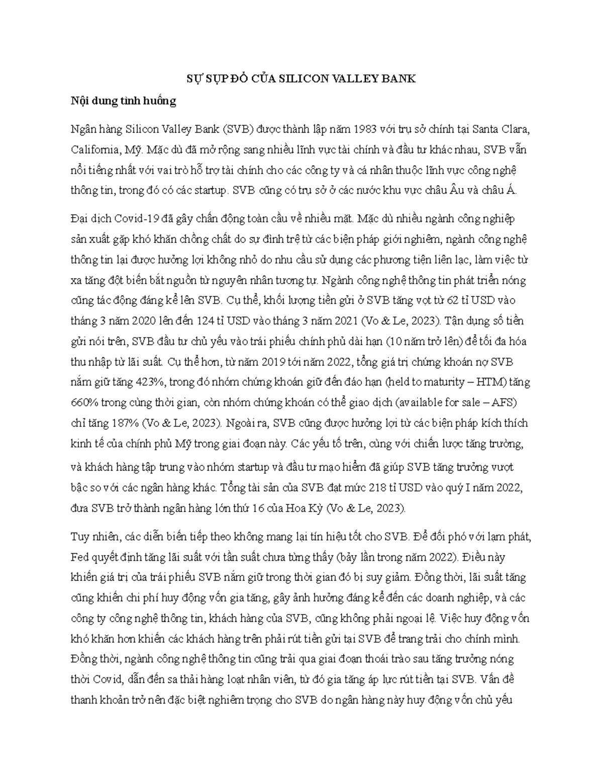 Bài tập SVB Case Study: Phân tích nguyên nhân sụp đổ Ngân hàng Silicon Valley - Studocu