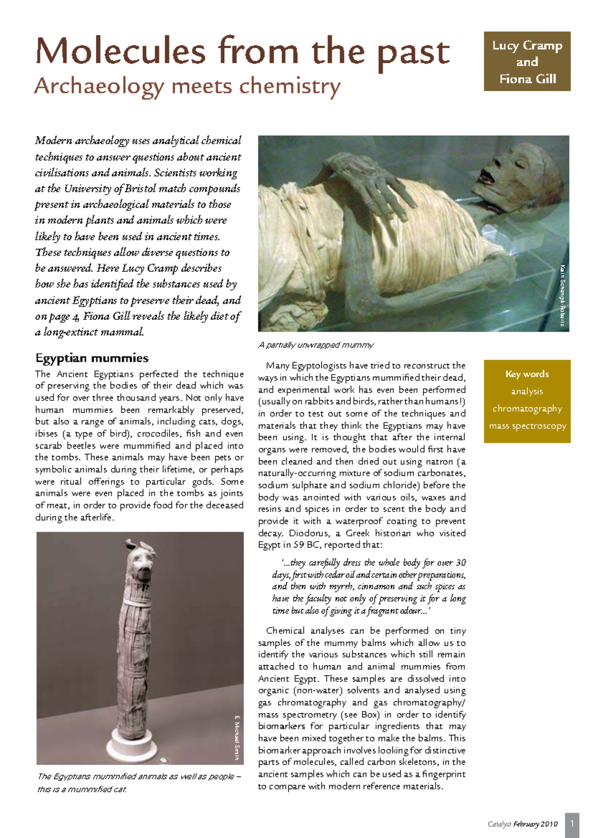 Molecules from the Past: Archaeology Meets Chemistry (CAT 2010) - Studocu