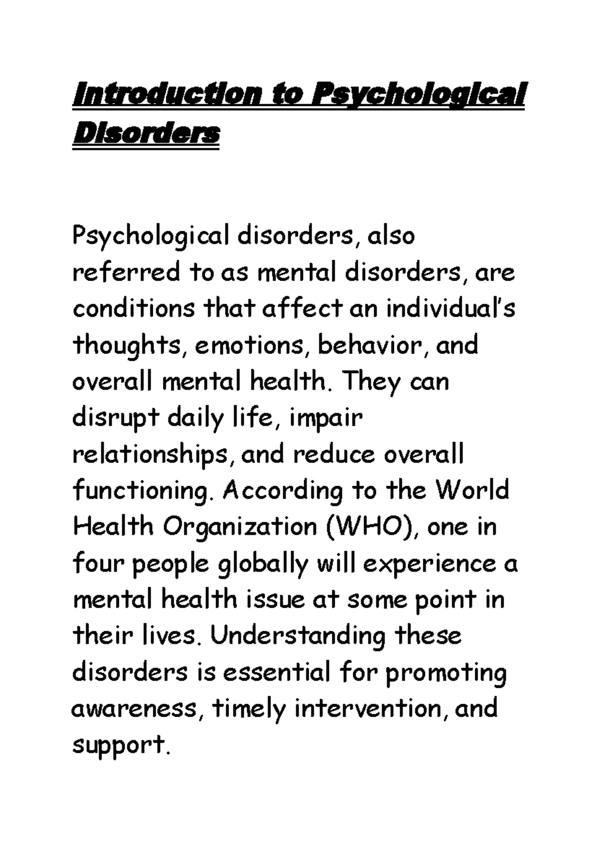 Introduction to Psychological Disorders Raghvendra - Introduction to ...