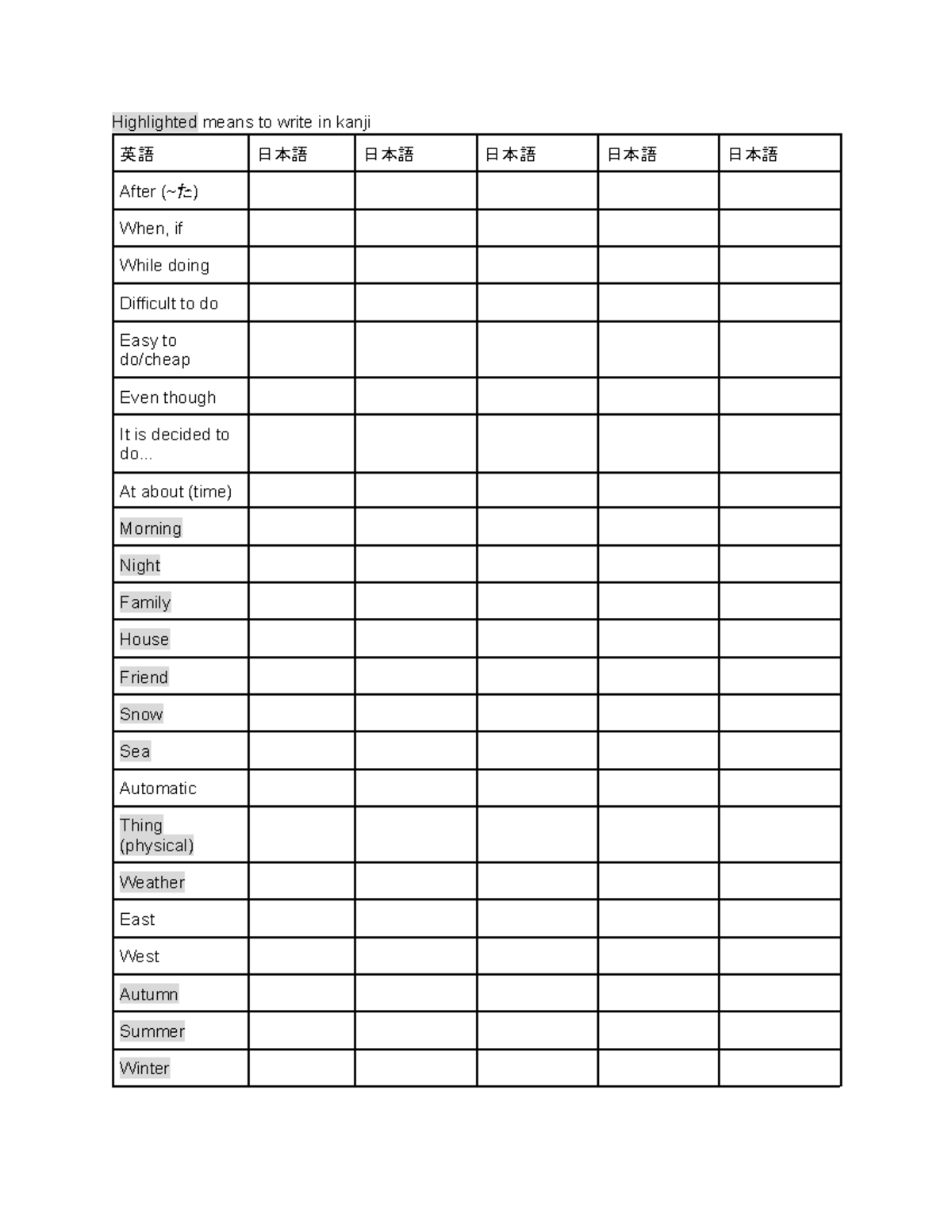 Yr11t1 たん語 - Japanese Vocabulary Practice Guide - Studocu