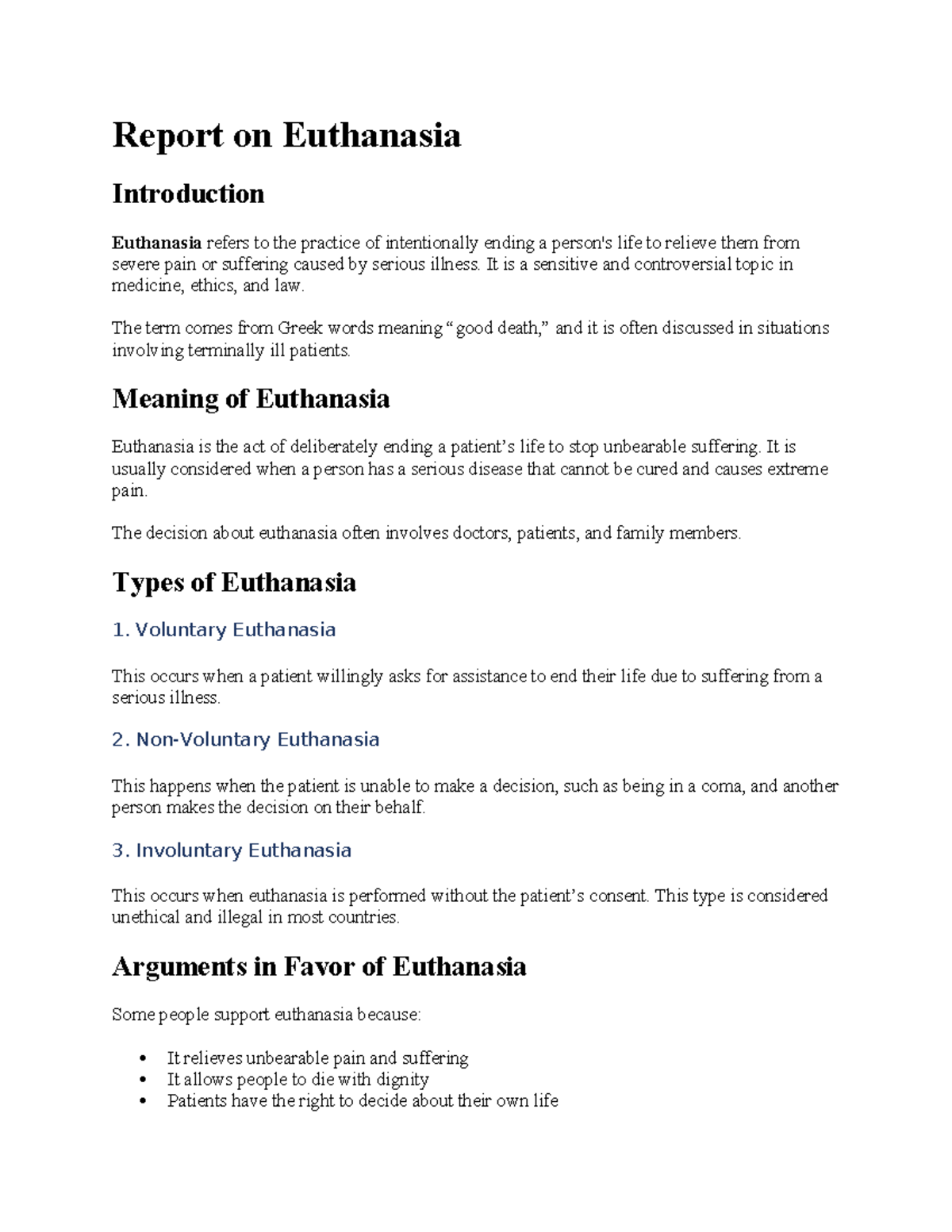 Euthanasia: Ethical Perspectives and Types - Study Guide - Studocu