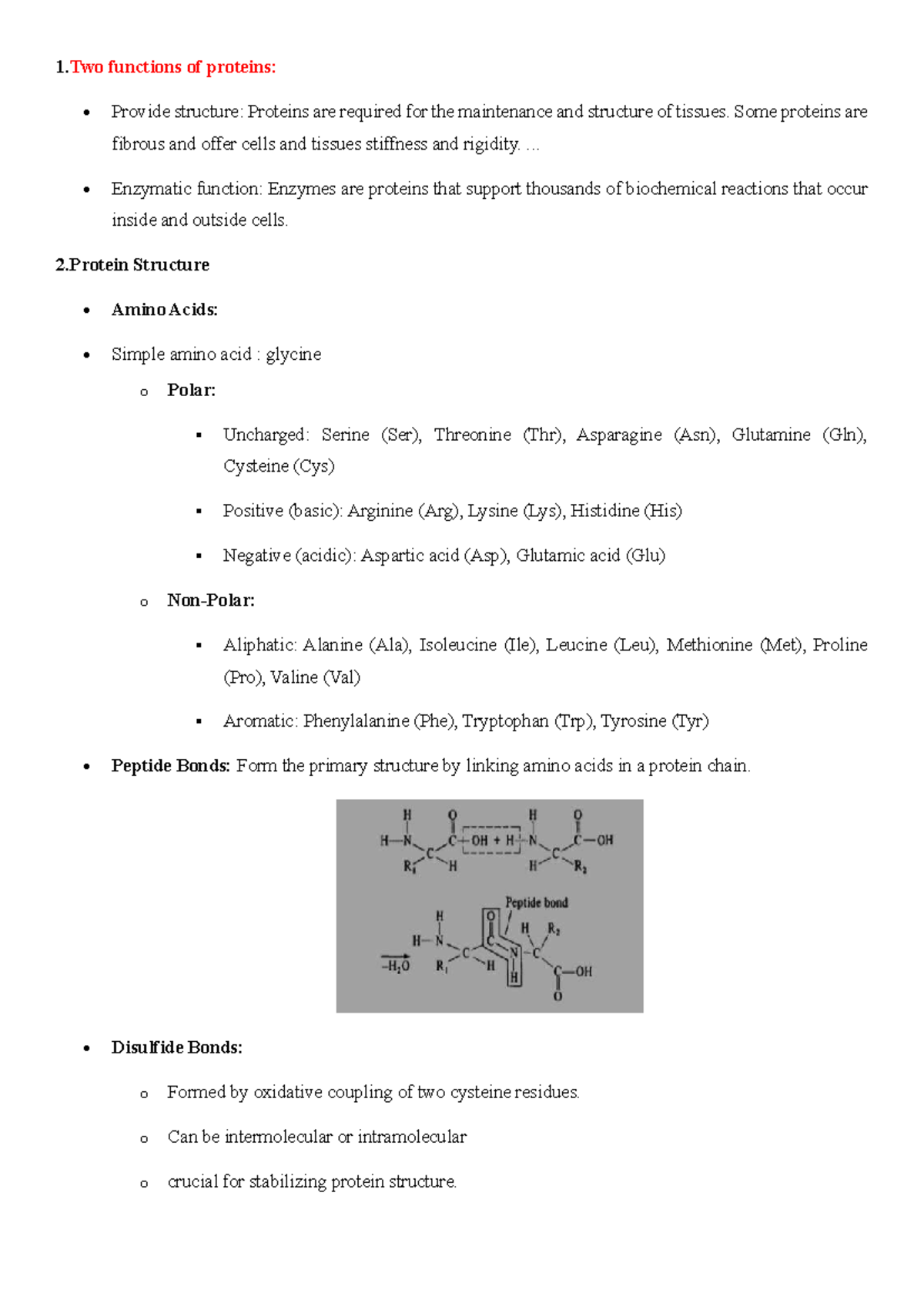 Protein Functions and Structures: A Comprehensive Overview (BIO101) - Studocu