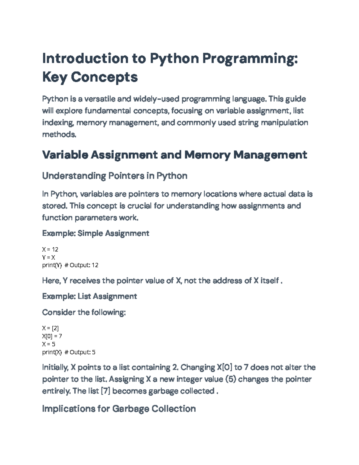 Introduction to Python Programming: Key Concepts and Techniques (CS101 ...