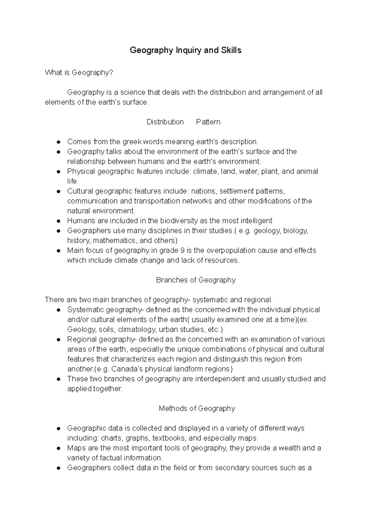 Geography Final Exam Study Notes - Geography Inquiry and Skills What is ...
