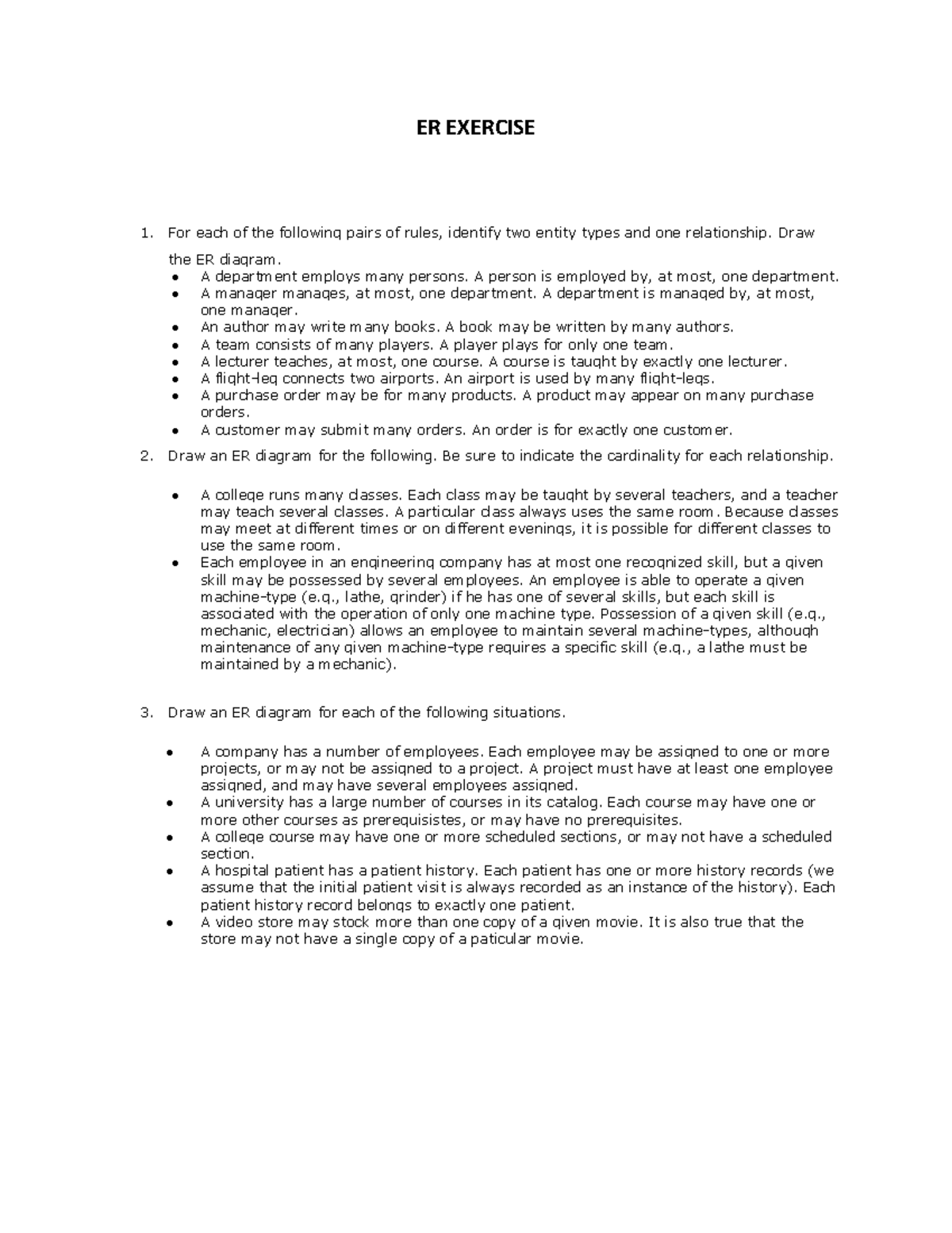 ER Exercise 1: Entity-Relationship Diagrams and Cardinality Analysis ...