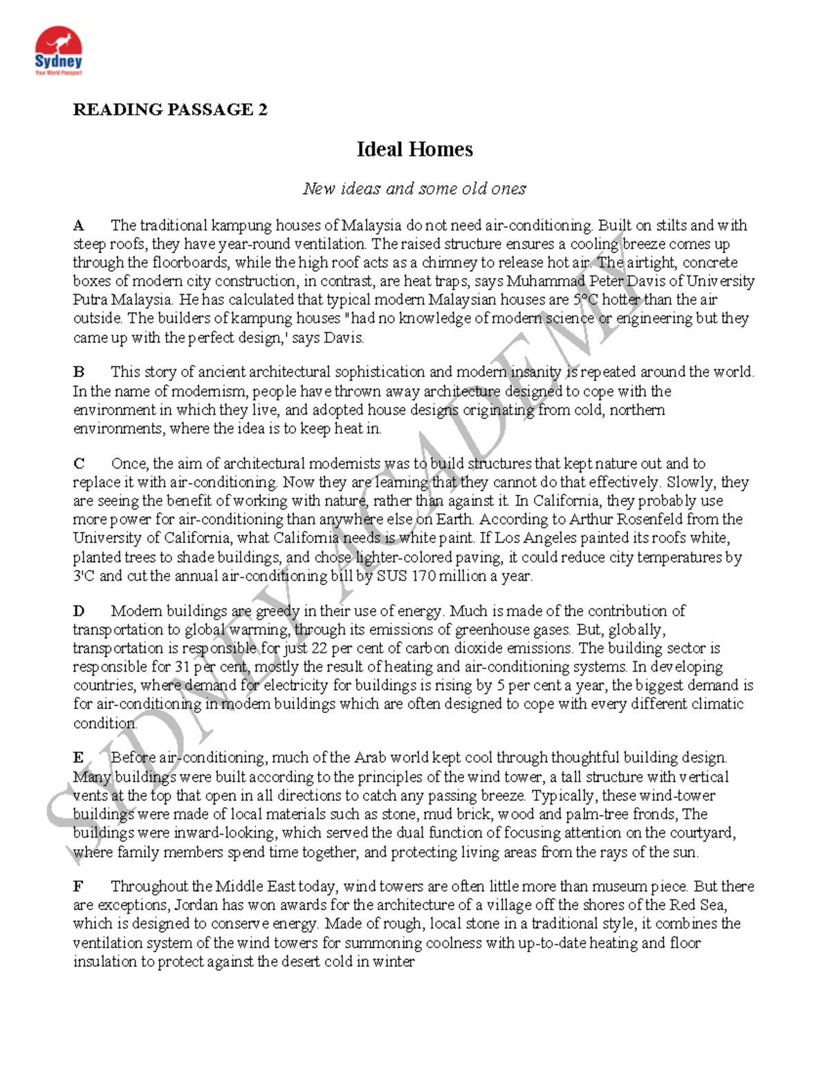 Reading - Ideal Homes: Understanding Sustainable Architecture in 8 BẢN - Studocu