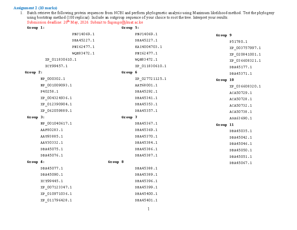 Group Assignment 2: Phylogenetic Analysis in MMB 2314 - Studocu