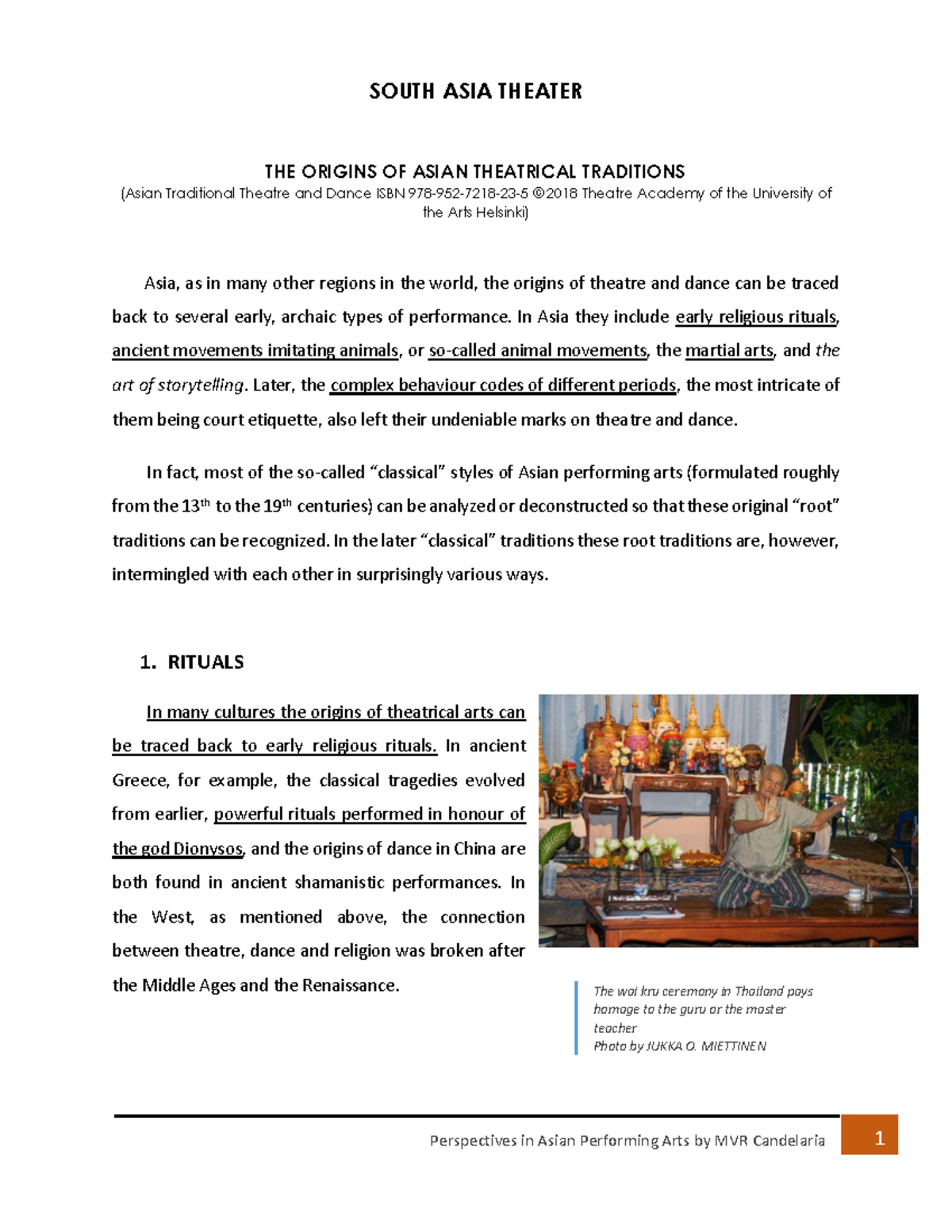 South ASIA Theater - SOUTH ASIA THEATER THE ORIGINS OF ASIAN THEATRICAL ...