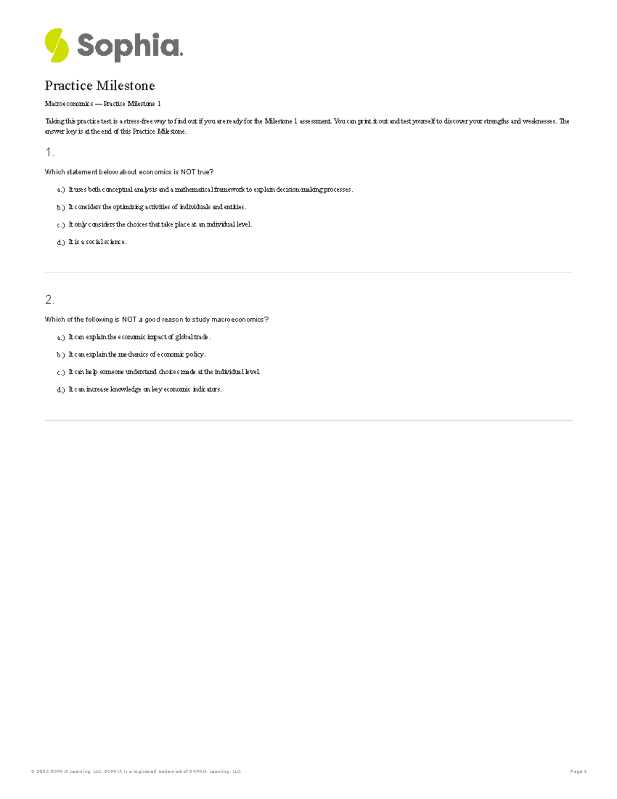 Milestone Practice - Just to help - a.) It uses both conceptual ...