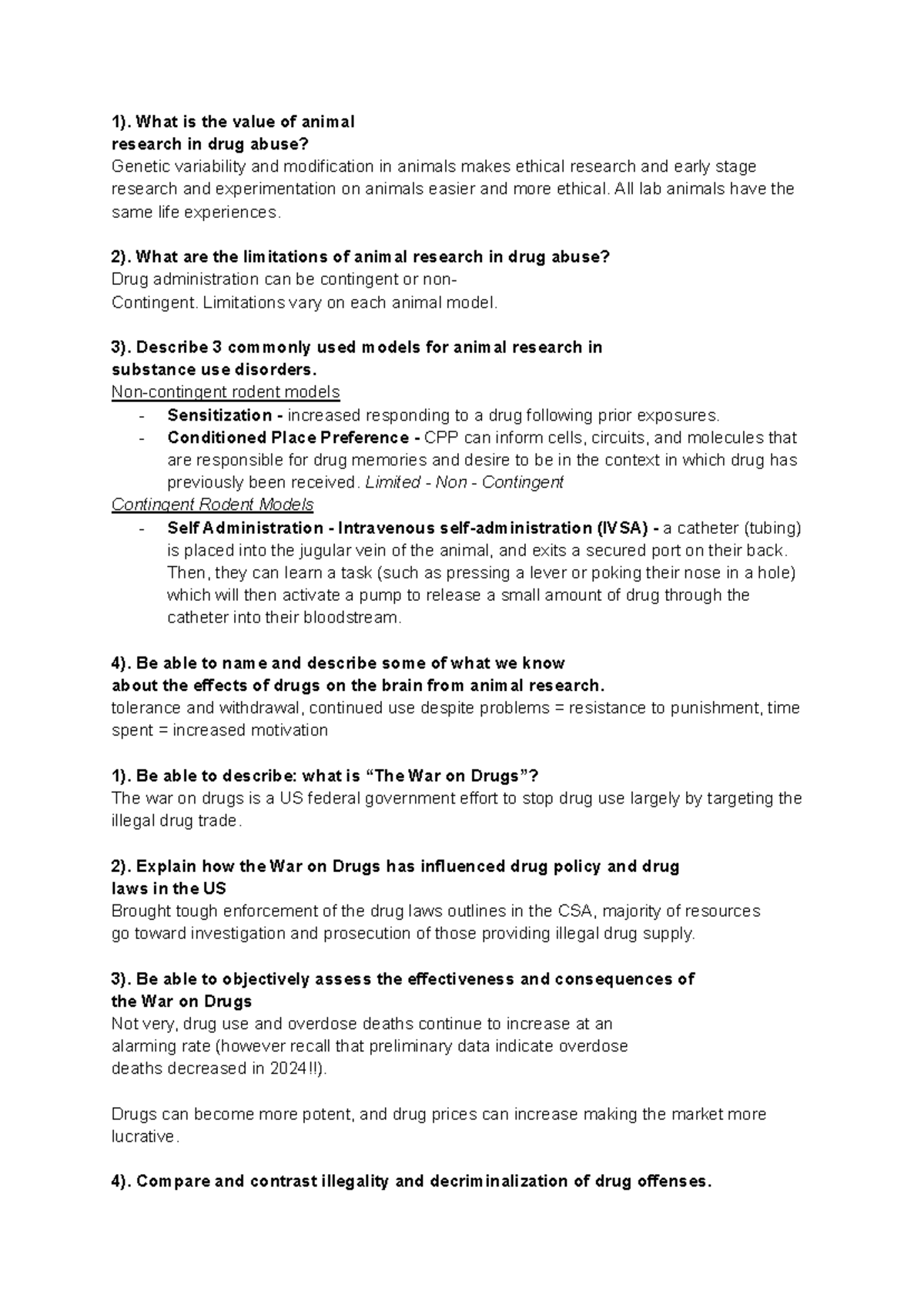 NSCI Study Guide: Exploring Human and Animal Models in Drug Research ...