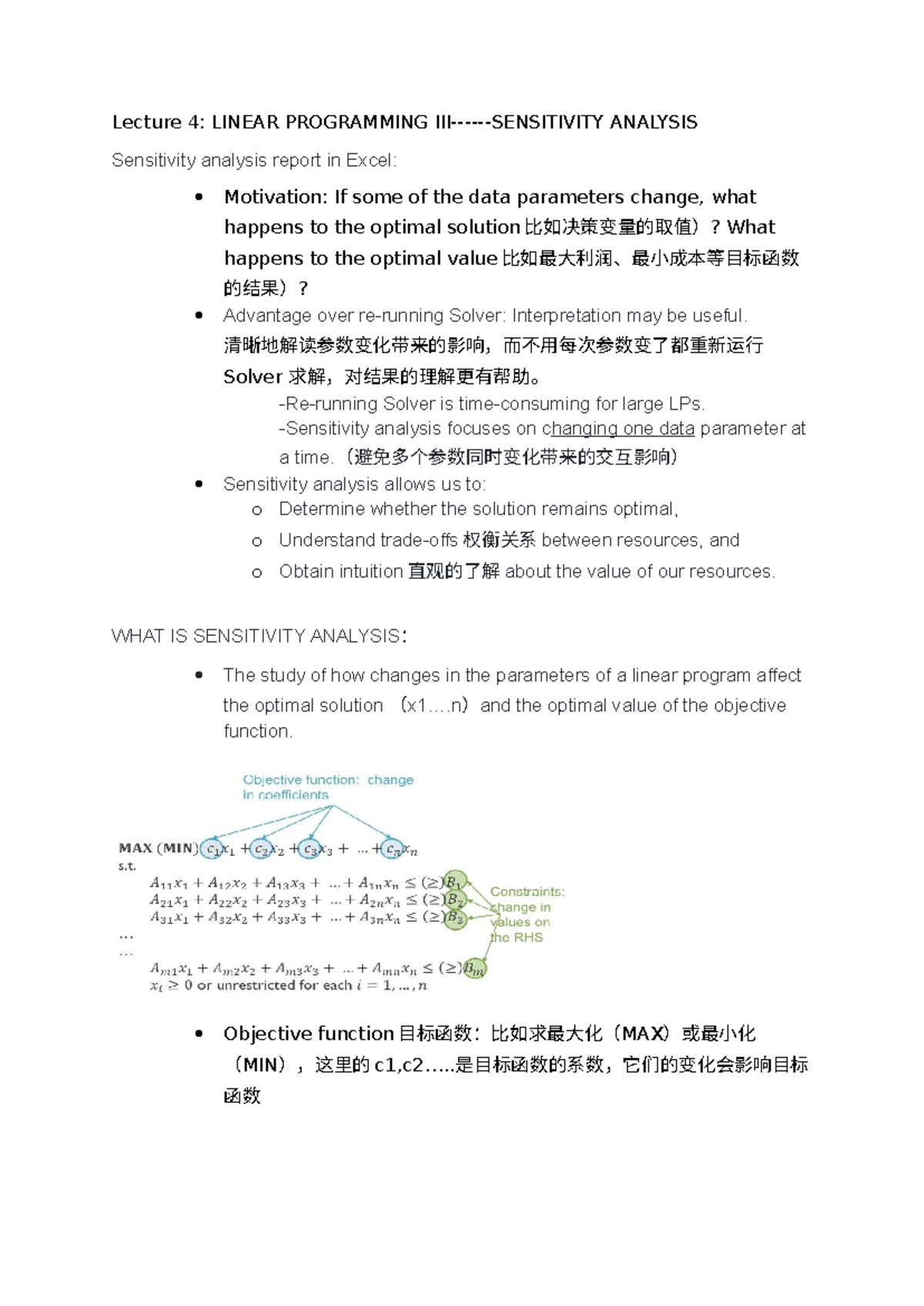 Lecture 4: Sensitivity Analysis in Linear Programming (CB2203) - Studocu