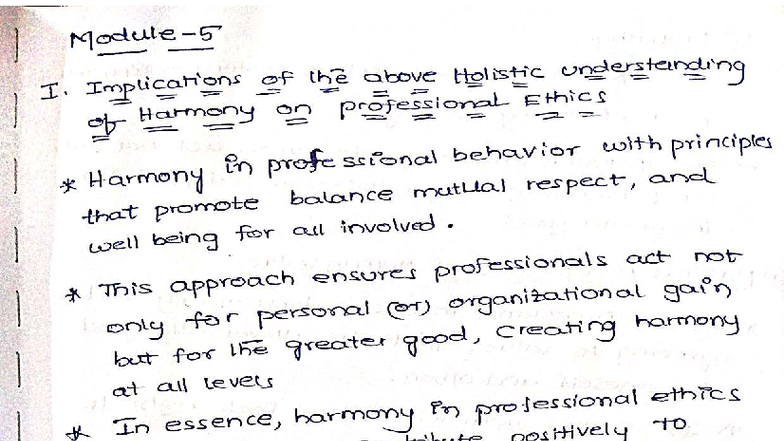 UHV- Module 5: Holistic Understanding of Harmony in Professional Ethics - Studocu
