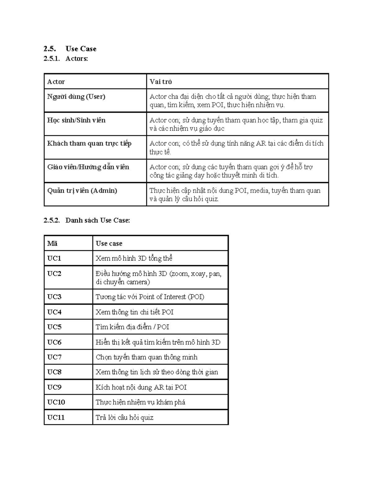 Use Case Analysis for 2.5 - 2.7: User Interaction and AR Features - Studocu
