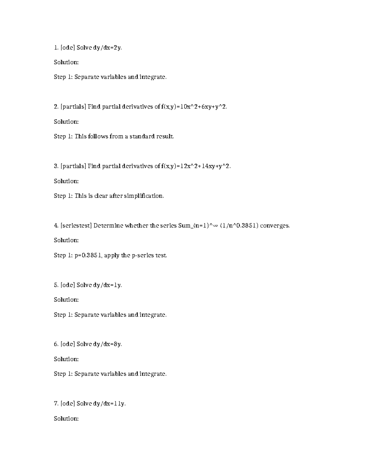 Math 3106 - Step-by-Step Solutions for Partial Derivatives and Series ...