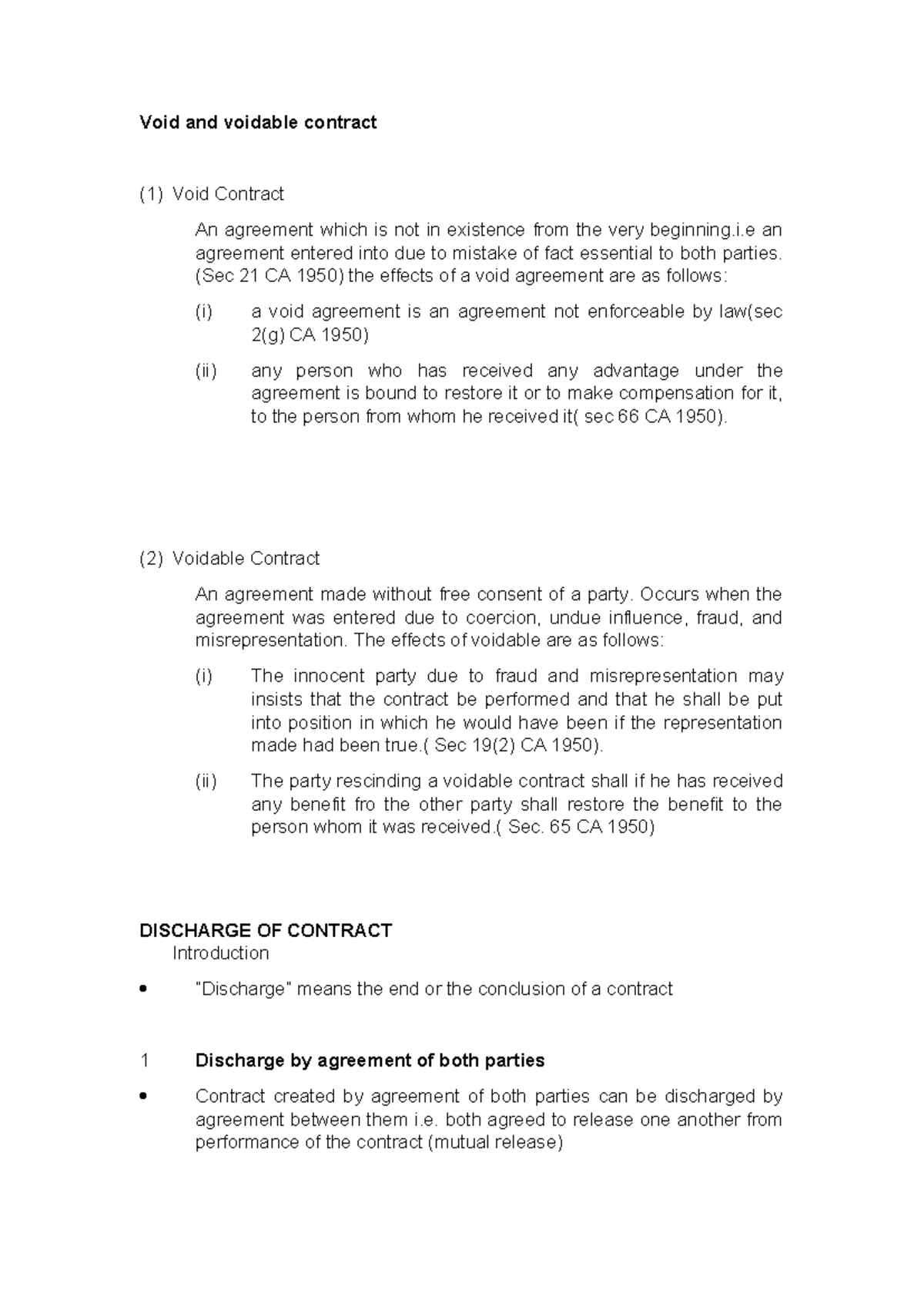 Void and voidable contract - i an agreement entered into due to mistake ...