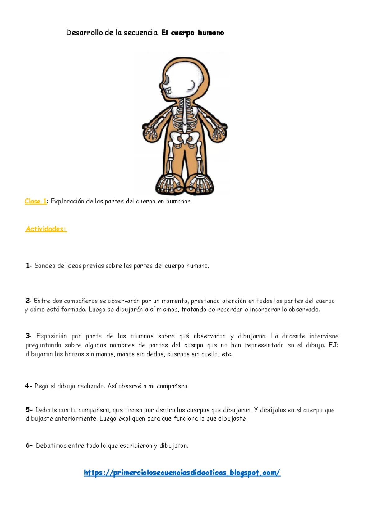 Cuerpo Humano Organos 3 Grado - Desarrollo de la secuencia. El cuerpo ...