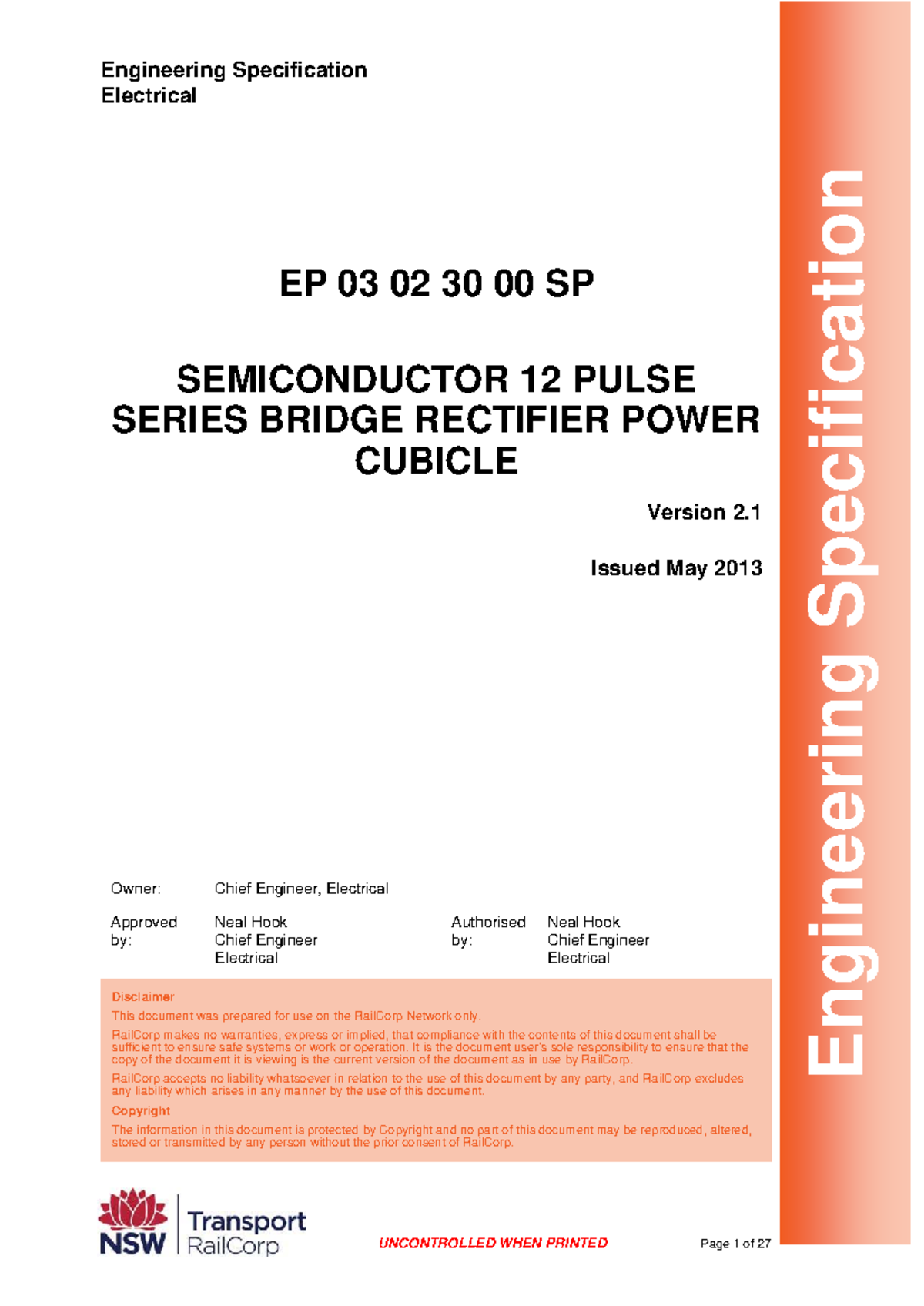 EP 03 02 30 00 SP Engineering Specification for 12 Pulse Bridge ...
