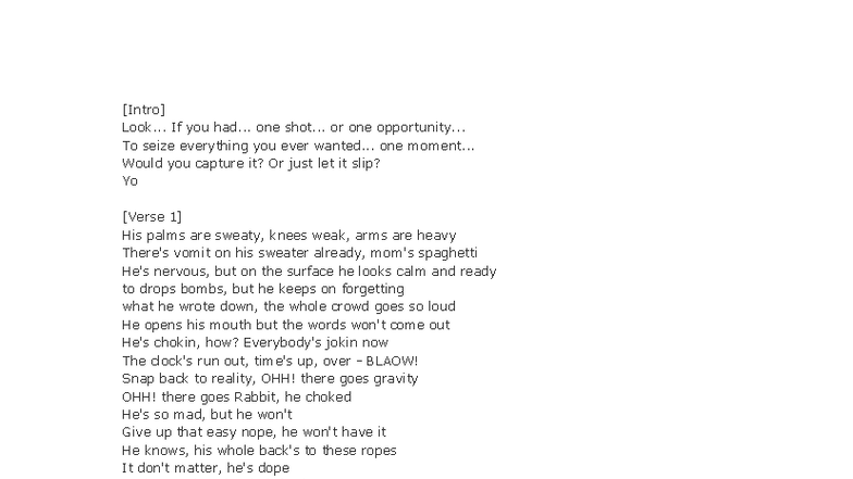 Eminem - "Lose Yourself" Lyrics Summary and Analysis - Studocu