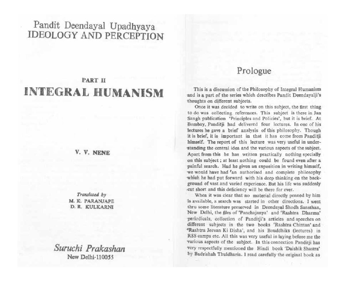 Integral Humanism: A Comprehensive Study of Pandit Deendayal Upadhyaya ...