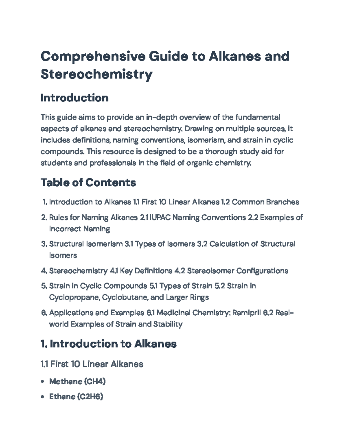 Comprehensive Guide to Alkanes and Stereochemistry (Chem 101) - Comprehensive Guide to Alkanes ...