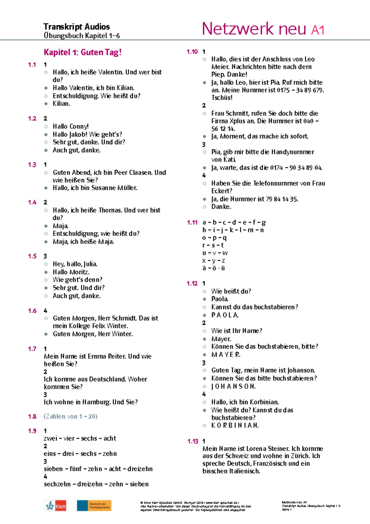 Netzwerk neu A1 - Intensivtrainer: Lösungen und Übungen - Studocu