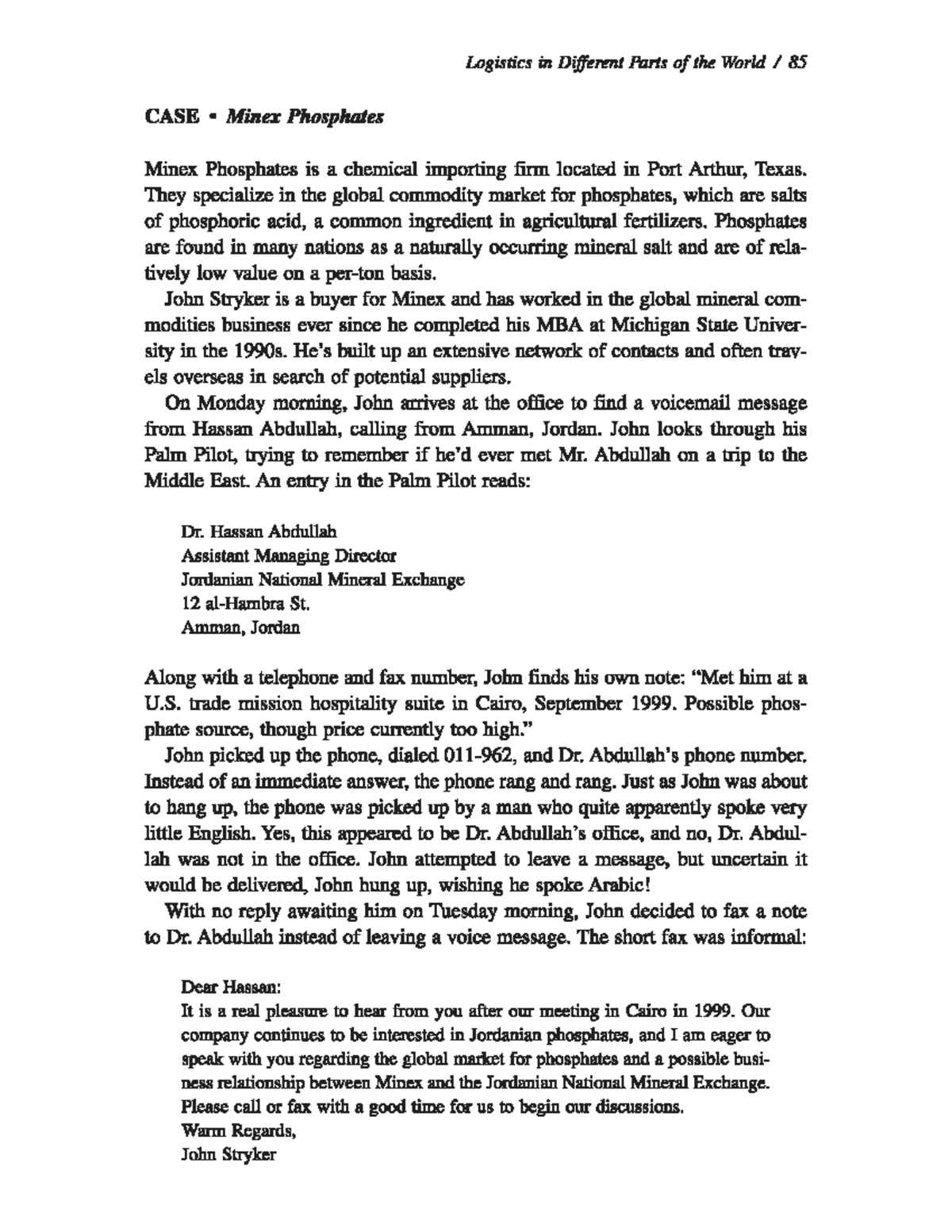 Logistics Case Study: Minex Phosphates (CST 85) - Studocu