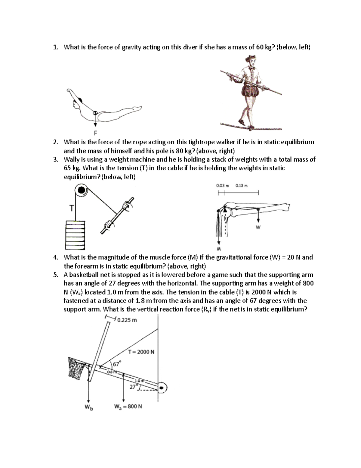 Static Equilibrium Practice Problems - What is the force of gravity ...
