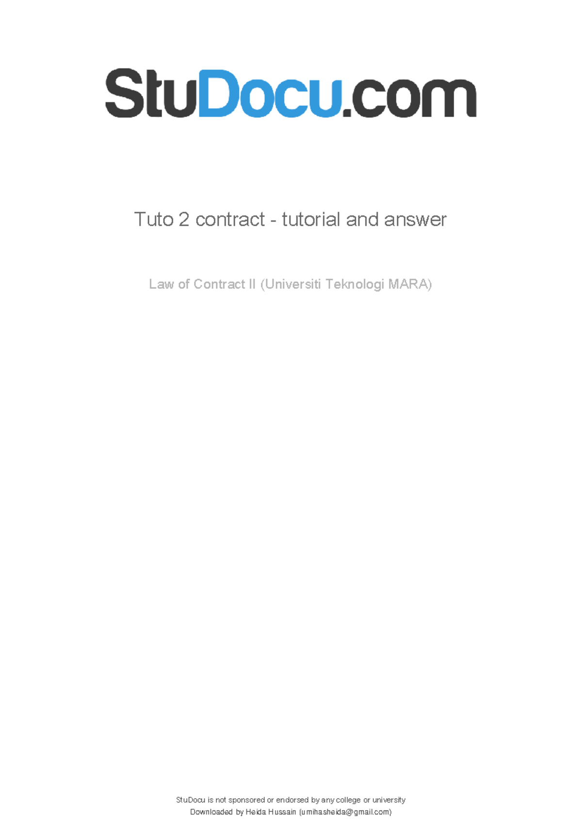 Tuto 2 contract tutorial and answer - StuDocu is not sponsored or ...
