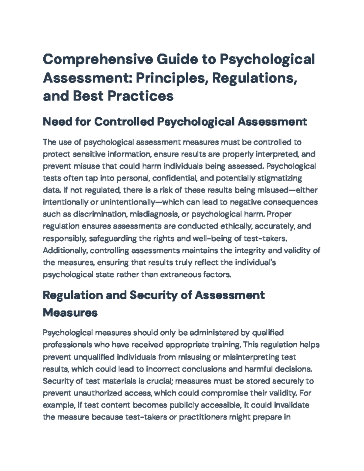 Comprehensive Guide to Psychological Assessment: Regulations & Best ...
