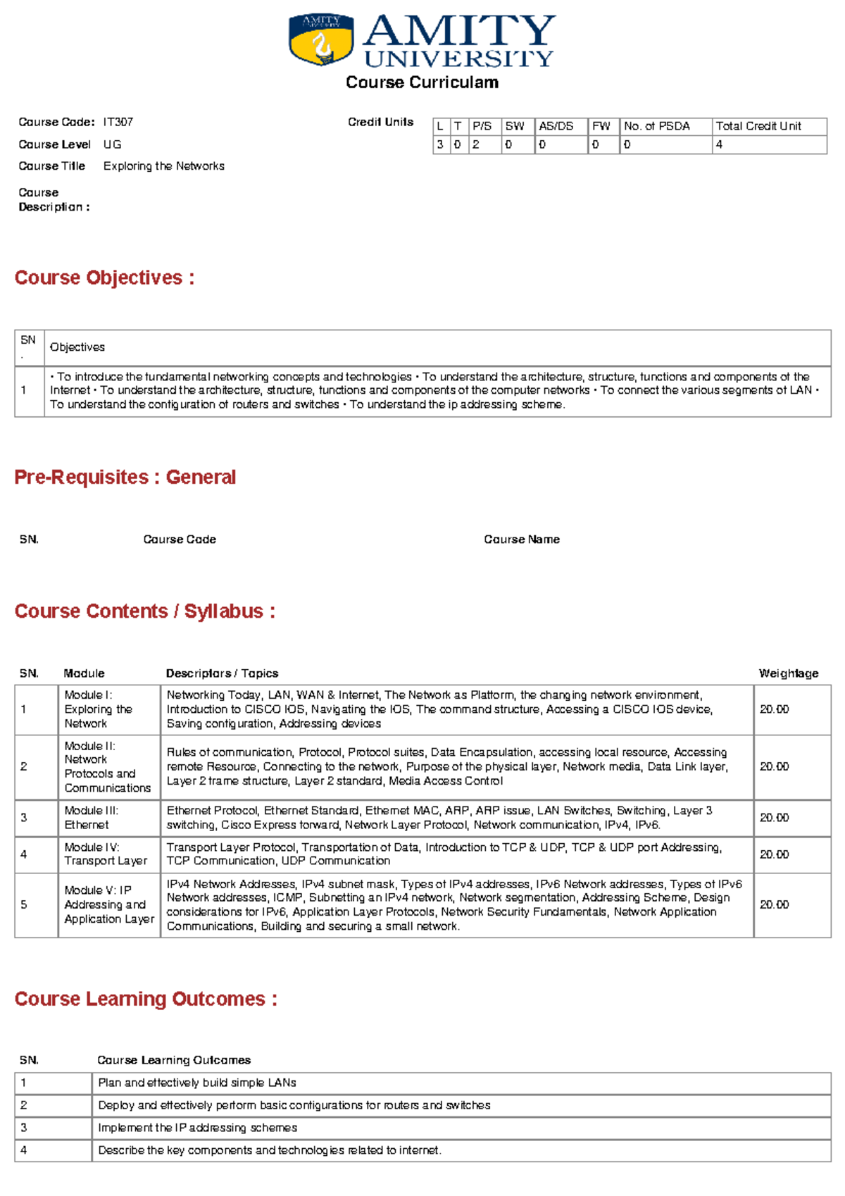 IT307 Course Curriculum: Exploring the Networks Overview and Syllabus ...