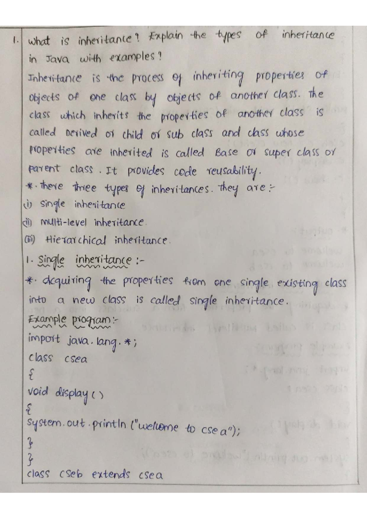 Java Assignment CSE CS: II - Inheritance and Key Concepts Explained - Studocu