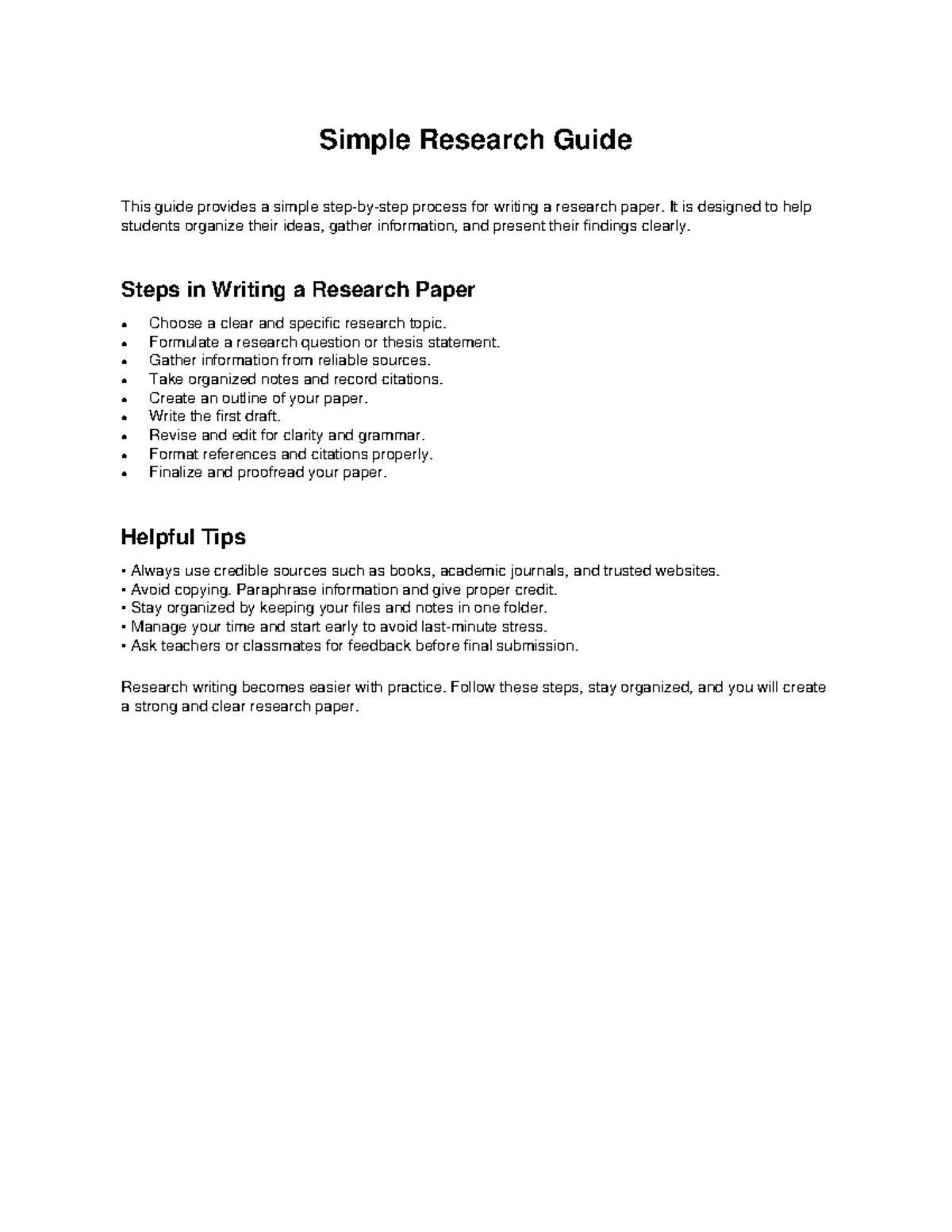 Research Guide: Steps to Writing a Strong Research Paper - Studocu