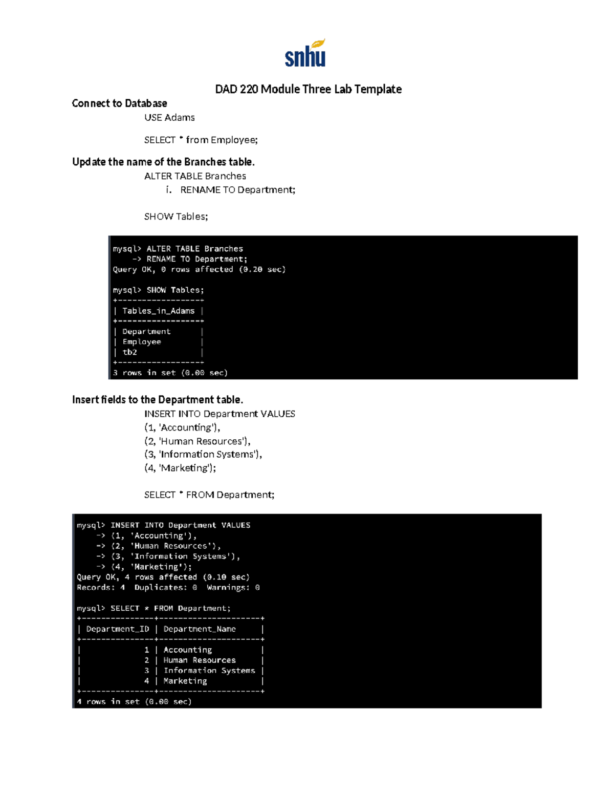 DAD 220 Module 3 Lab: Database Queries & Joins Explained - Studocu