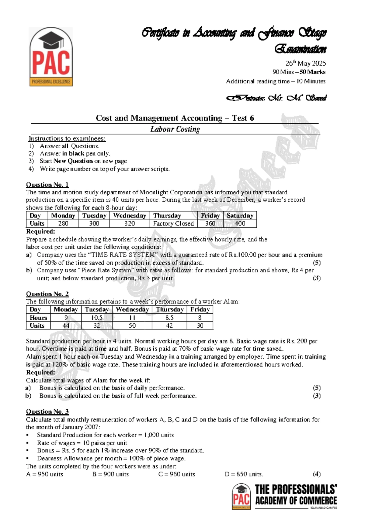 ICAP examination schedule for CAF examination stages 2025-26 - Studocu